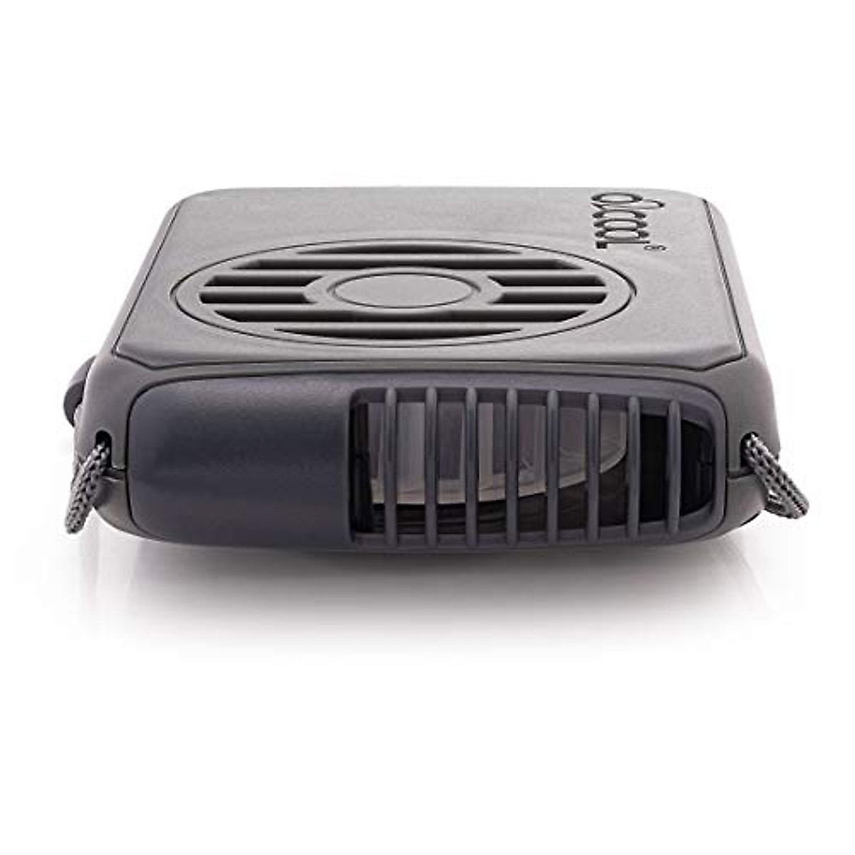 O2COOL Rechargeable Necklace Fan - Portable Hanging Neck Fan with Adjustable Lanyard - 3 Speed Vertical Air Flow – Micro USB Charging Cable Included (Grey)