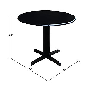 International Concepts Dual Drop Leaf Dining Table, 36-Inch, Black