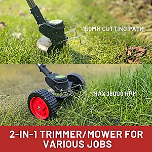 Cordless Trimmer Weed MowerTrimmer,Lightweight 3-IN-1 with Edger Tool,Mower for Garden and Yard, ,3 Kinds of Blades,Liiion Battery ,21V 2Ah ,Red
