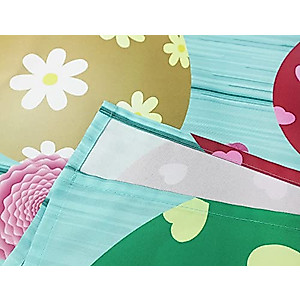 Cuteiush Easter Egg Rectangle Tablecloth Waterproof Fabric Happy Easter Table Cover 60x84inch Easter Spring Party Holiday Table Cloth Protector 60x84inch for Home Kitchen Dinning Decoration