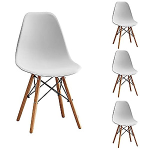 Aaron Living Dining Room Chairs Set of 4 Pre Assembled Modern Comfortable Plastic Dining Chairs (White, Set of 4)