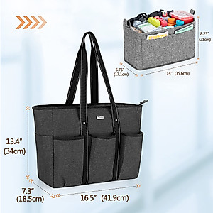 Damero Nurse Tote Bags with Organizer Insert Bag, Medical Supplies Bags with Laptop Sleeve for Home Care Nurse, Medical Students and More, Black