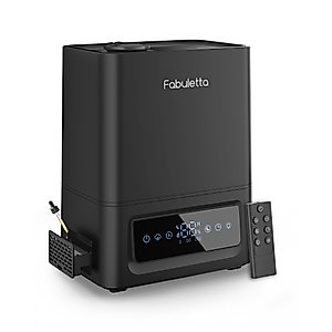 FABULETTA Top Fill Humidifiers for Bedroom, 5L Cool Mist Air Humidifiers with Remote Control, 3 Mist Levels, Essential Oil Diffuser, 2.4Mhz Ultrasonic, Auto Mode, Quiet Sleep ＆ Night Light(Black)