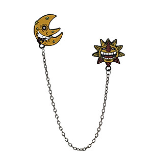 Soul Eater Anime Enamel Pins Set, Manga Cosplay Evil Sun And Moon With Black Chains Brooch Badges Lapel Pins For Backpack Collection Jewelry Accessories (Moon and Sun)