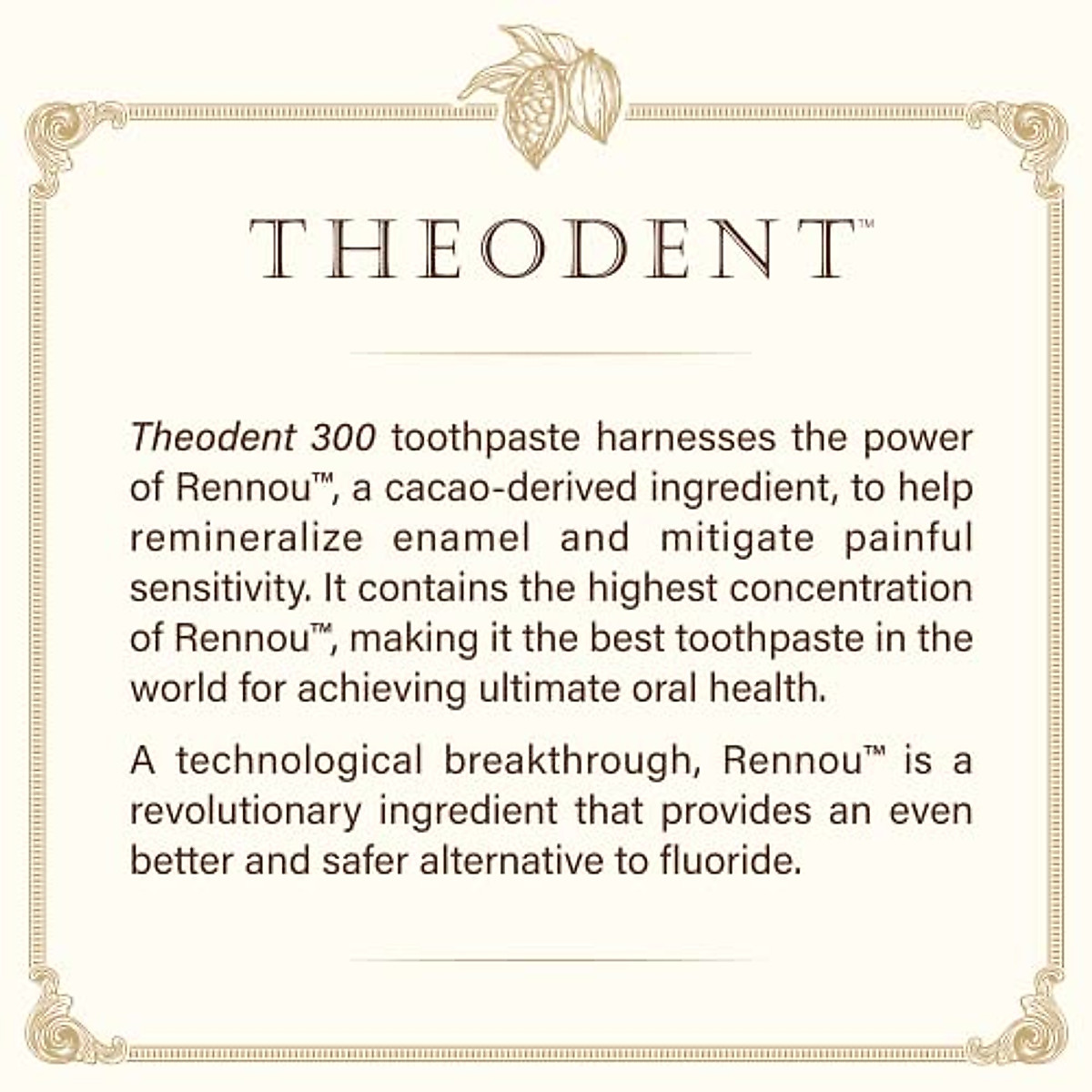 Theodent 300 Fluoride-Free Natural Toothpaste, Clinical Strength for Remineralization and Sensitivity Reduction Whitening Crystal Mint (3.4 Ounces, 96.4 Grams)