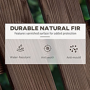 Outsunny 2 Person Adirondack Loveseat, Fire Pit Chair for 2, Wooden Double Adirondack for Patio, Porch, Backyard, Garden with High-Back, Wide Armrests, Brown