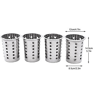 Gdrasuya10 Stainless Steel Utensil Holder Utensil Caddy, 4-Hole Kitchen Utensil Holder for Countertop to Organize Spoons Knives Forks, 10.51 x 12.2 x 7.68in