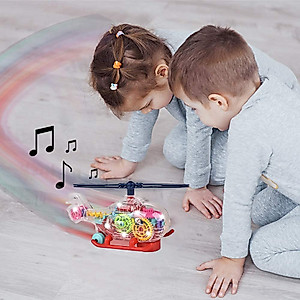 ArtCreativity Light Up Transparent Toy Helicopter for Kids, 1PC, Bump and Go Toy Car with Colorful Moving Gears, Music, and LED Effects, Fun Educational Toy for Kids, Great Birthday Gift Idea