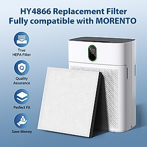 4 Pack HY4866 True HEPA Replacement Filters Compatible with MORENTO HY4866 Air Purifier, WESTHEY HY4866 Air Purifier and YIOU M1 Air Cleaner Purifier, Enhanced Version