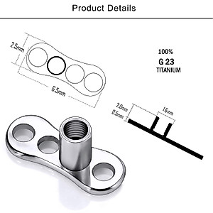 Lcolyoli 9Pcs Medical Grade G23 Titanium Dermal Anchor Tops with Cubic Zirconia Base Microdermals Piercing Jewelry for Women Men 14 Gauge Silver-tone