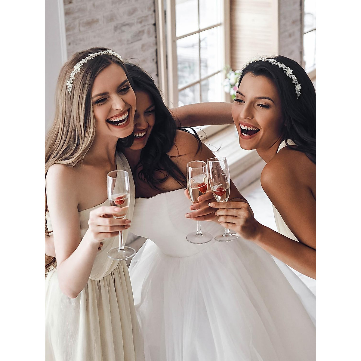 SWEETV Rhinestone Bridal Headband Silver Wedding Headpiece for Bride Crystal bridal hair pieces for Wedding Hair Accessories for Women Girl