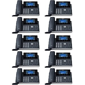Yealink SIP-T46U IP Phone [10 Pack] 16 VoIP Accounts. 4.3-Inch Color Display. Dual USB 2.0, Dual-Port Gigabit Ethernet, 802.3af PoE, Power Adapter Not Included