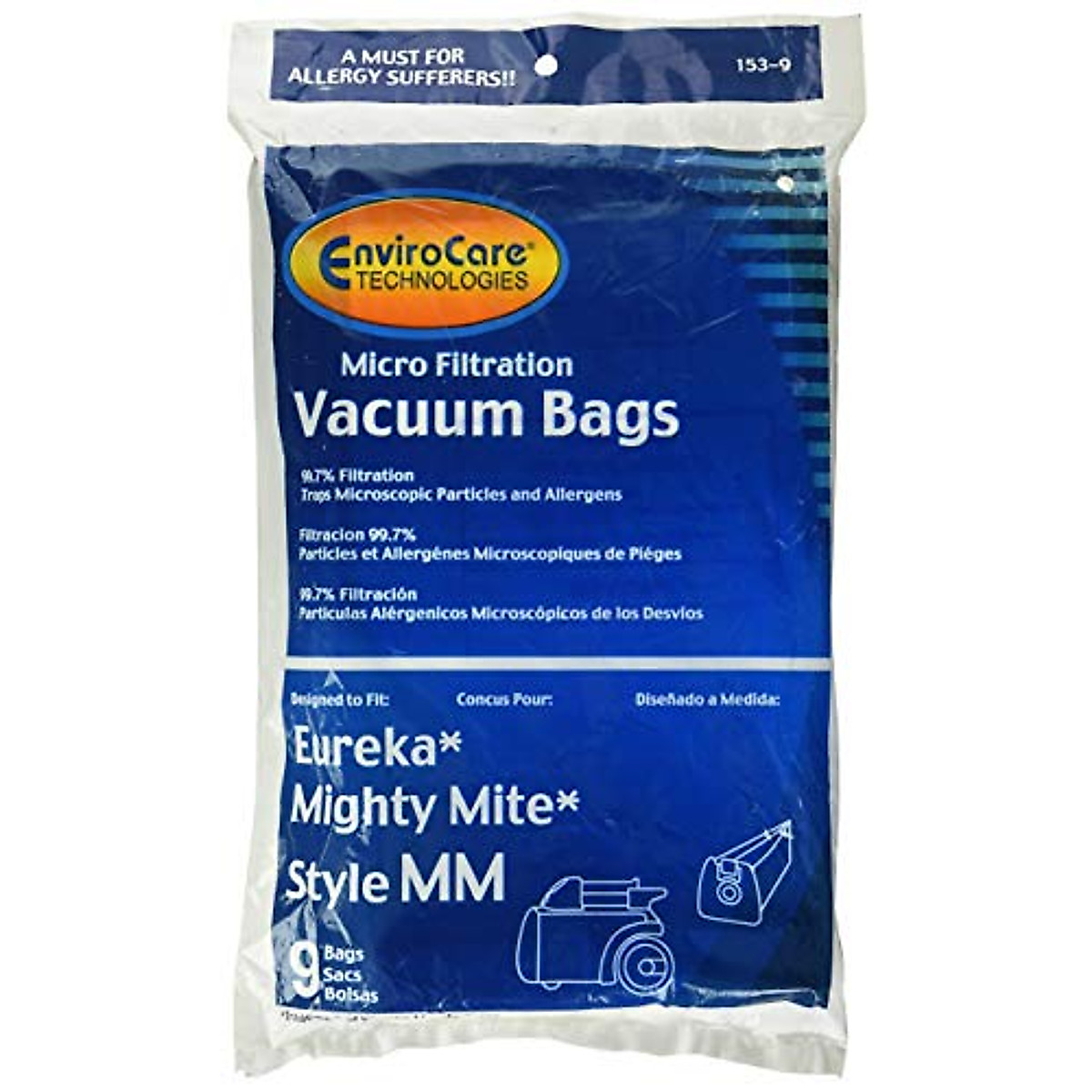 EnviroCare Replacement Micro Filtration Vacuum Cleaner Dust Bags made to fit Eureka Style MM Eureka Mighty Mite 3670 and 3680 Series Canisters 9 Bags