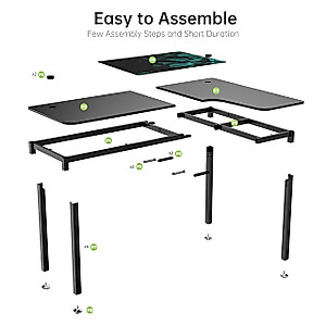 EUREKA ERGONOMIC 60 Inch Black Corner L Shaped Computer Desk, Home Office Gaming Study Work Writing Table Long Large Sturdy Workstation Simple Modern with Metal Legs, Right Side