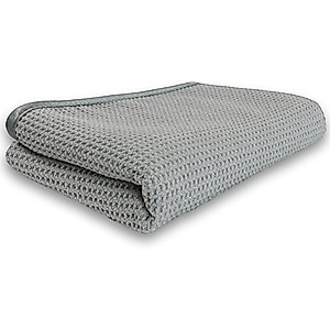 Simple Houseware Waffle Weave Gray Matter Microfiber Drying Towel, 25 x 36 Inches, Grey