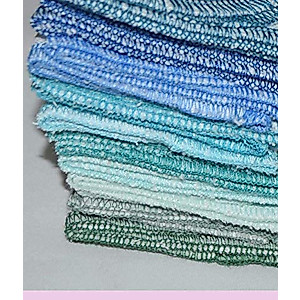 1 Ply Organic Flannel Baby Wipes 8x8 Inches Set of 10 Blues and Greens