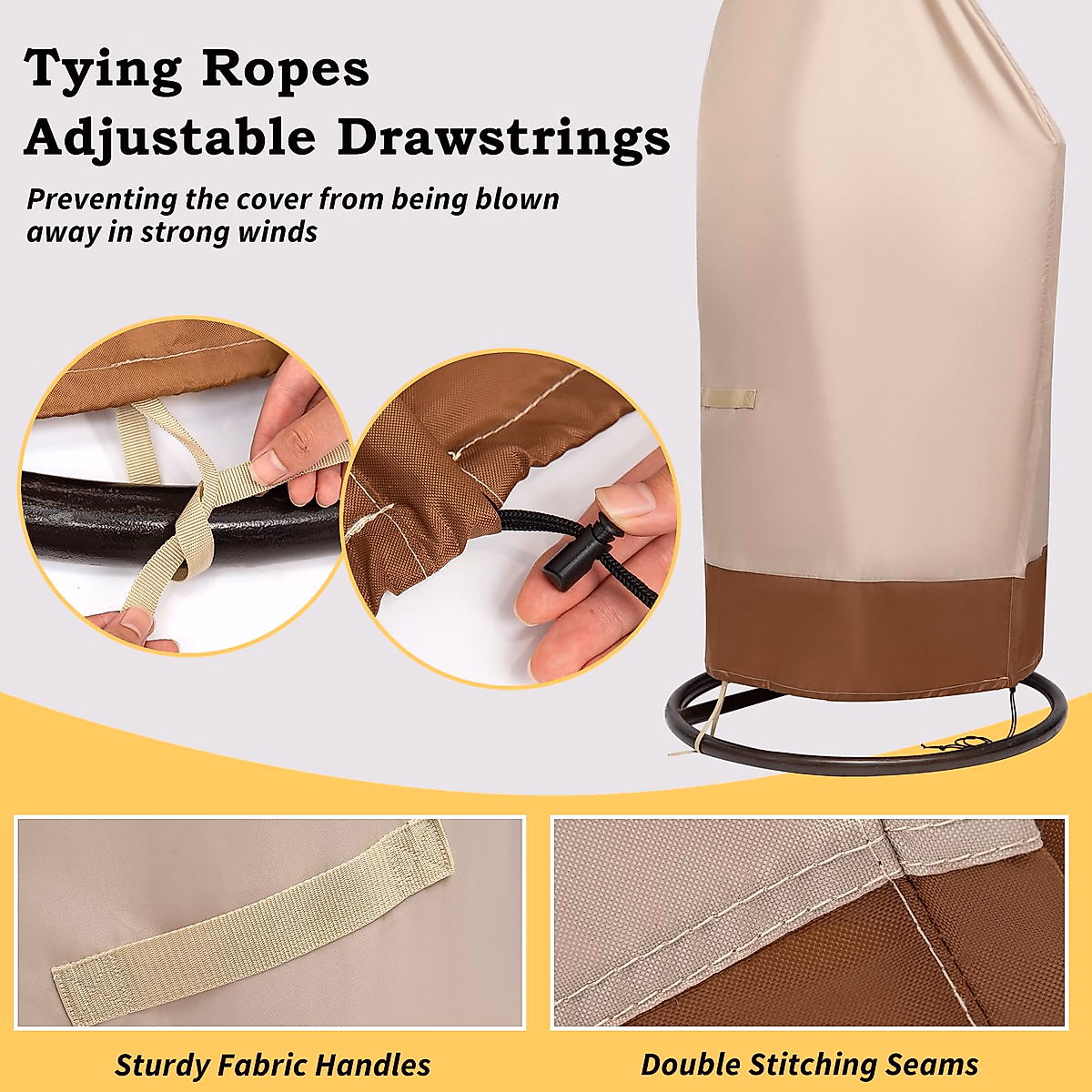 Egg Chair Cover with Waterproof Zipper,Outdoor Hanging Egg Chair Cover with Air Vent,Egg Swing Chair Cover Patio Wicker Hanging Chair Covers UV Resistance (75 X 45 Inches)