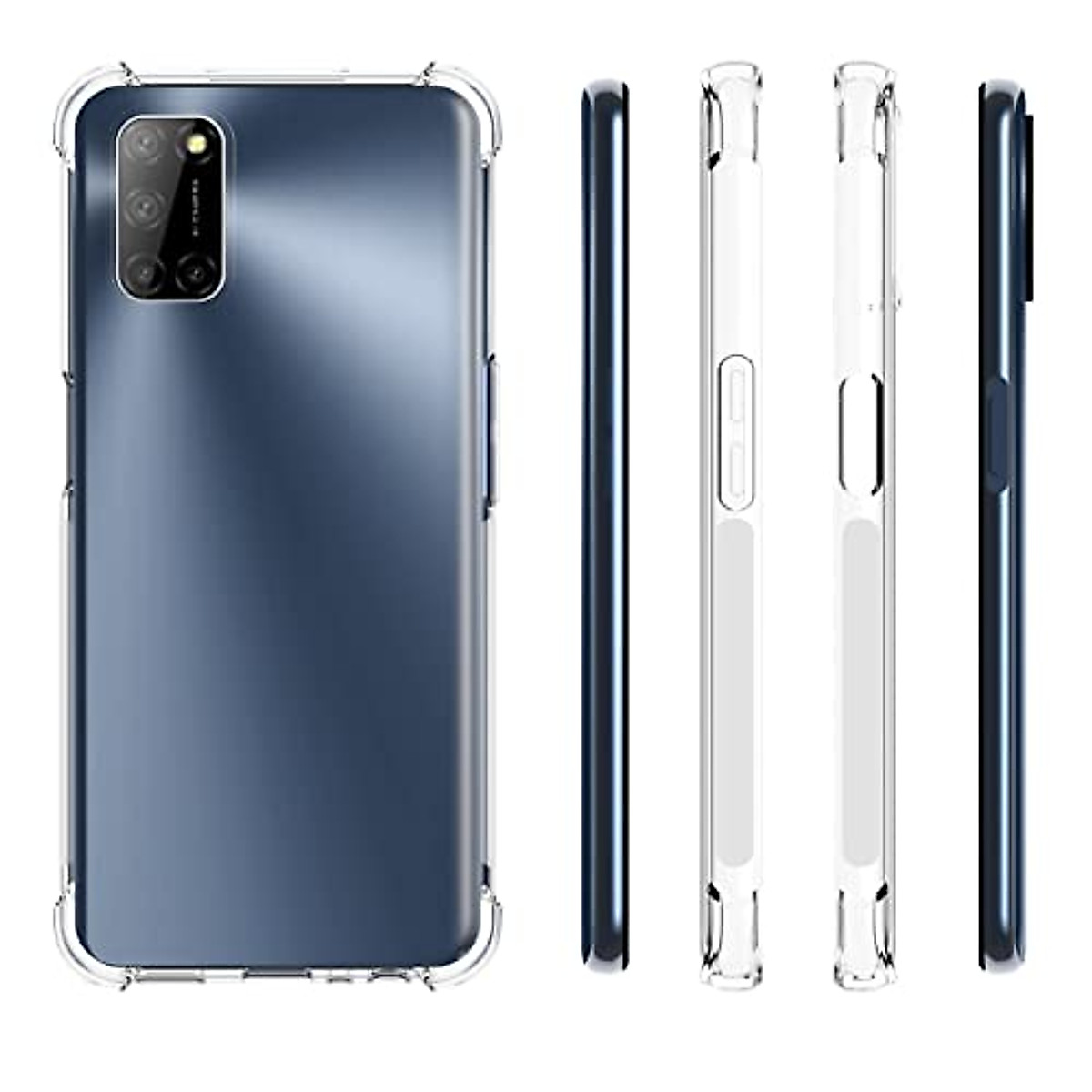 USTIYA Case for Oppo A72 Case/Oppo A92 Clear Crystal TPU Four Corners Protect Camera Protective Cover Transparent Soft Phone Case