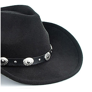 Classic Western-Cowboy-Hat Men Womens Wide Brim Cowgirl Hats Felt Fedora hat (S-M)