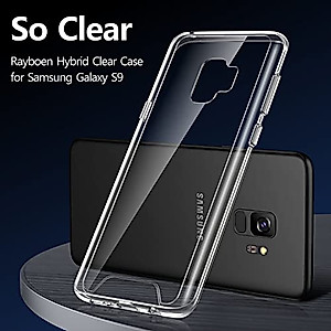 Rayboen for Samsung Galaxy S9 Case Crystal Clear Non-Slip Shockproof Protective Cover Hard PC Back & Soft TPU Frame Slim Sumsung Galaxy S9 Phone Case