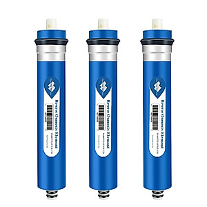 Membrane Solutions Reverse Osmosis Membrane 50 GPD 1.8"x12" RO Membrane Water Filter Replacement Fits Under Sink RO Drinking Water Purifier System, 3-Pack