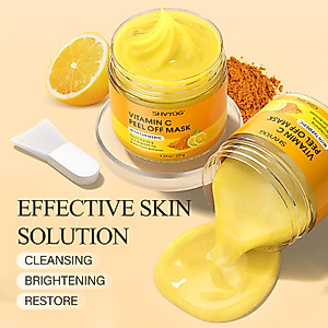 SHVYOG Vitamin C Peel Off Face Mask, Peel Off Mask with Turmeric, Blackhead Remover & Deep Cleansing Face Peel Mask, Vitamin C Exfoliating Face Mask for Blackheads, Large Pores, Dirts, Oil