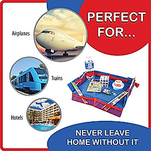 Fun N' Fly Foldable Travel Tray - Blue Red Portable Durable Kids, Toddler, Baby Play Space and Snack Desk for Airplane Travel by FunnFly