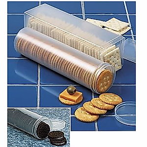 ZZLZX Saltine Cracker Sleeve Storage Container 2PCS Round and Square Clear Airtight Cookie Fresh Keeper