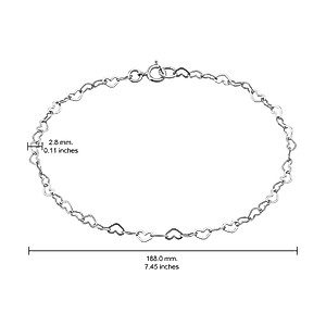 Sterling Silver Heart Loop Link Chain Tennis Bracelet for Women Teens