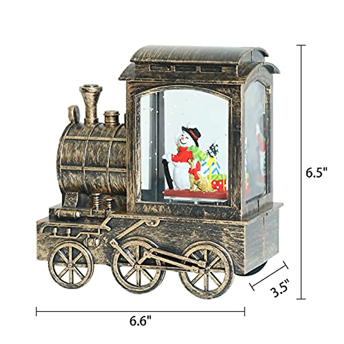 Wondise Lighted Christmas Snow Globes Musical Lantern with Timer, Battery Operated and USB Powered Spinning Water and Swirling Glitter Holiday Decoration