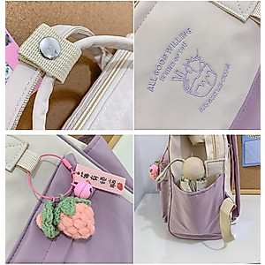ANEBIPLE Cute Backpack with Bonus Accessories Kawaii Versatile Colored Simple Backpack (01 Pink)