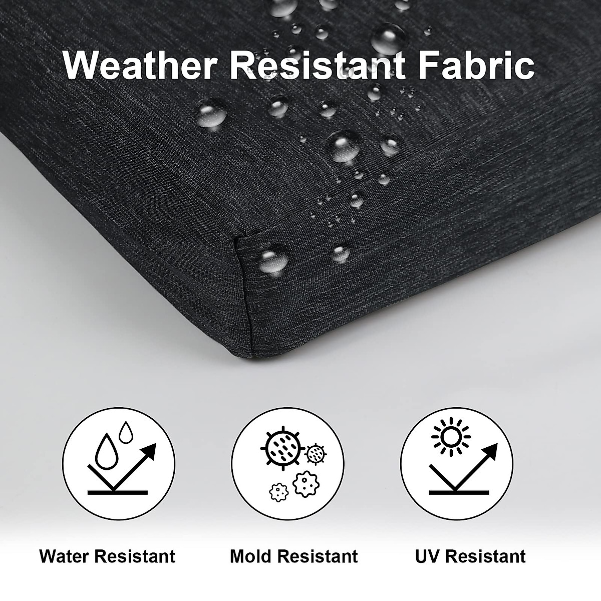 Detiblue Bench Cushion - Outdoor Patio Porch Swing Cushion, Indoor Bay Window Seat Furniture Cushion, Non-Slip, Waterproof, 48x18x4, Cationic Black