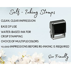 Stampi Custom Address Stamp - 3 Lines Customizable Text with 15 Graphics - Self Inking Rubber or Wood Handle Stamp - Wedding Address Stamp - Modern Return Address Stamp - 7/8 x 2 3/8 (Thomas)