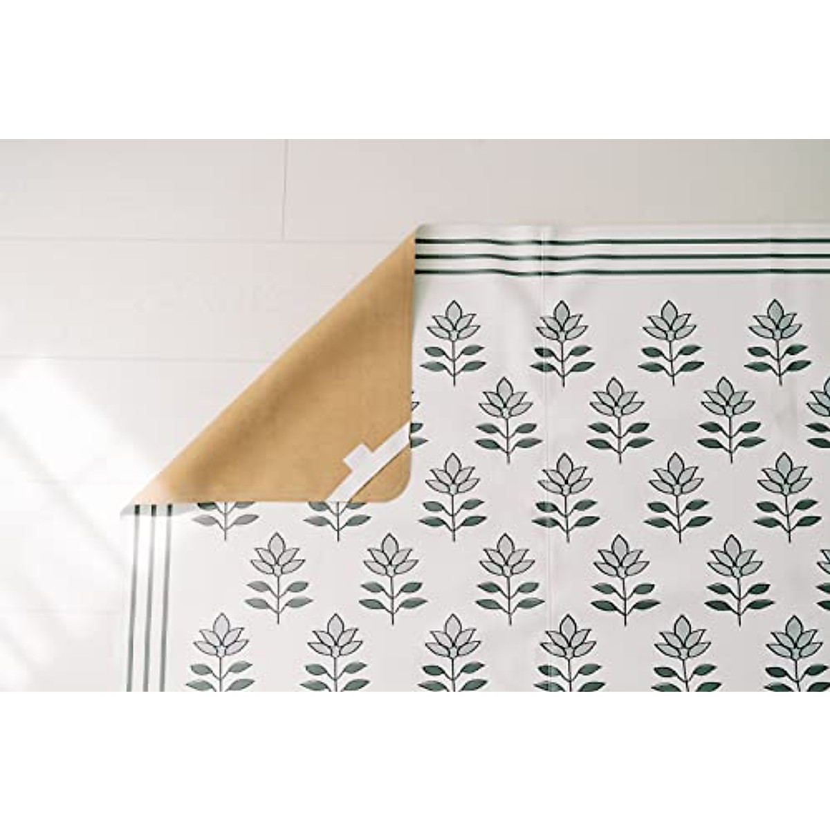 wander & roam Leather Play Mat | Non-Toxic | Waterproof and Sand Proof Beach Mat | Wipeable High Chair Floor Mat | Baby Floor Mat | Portable Picnic Mat (Petals Block Print Greige Large, 76x76)