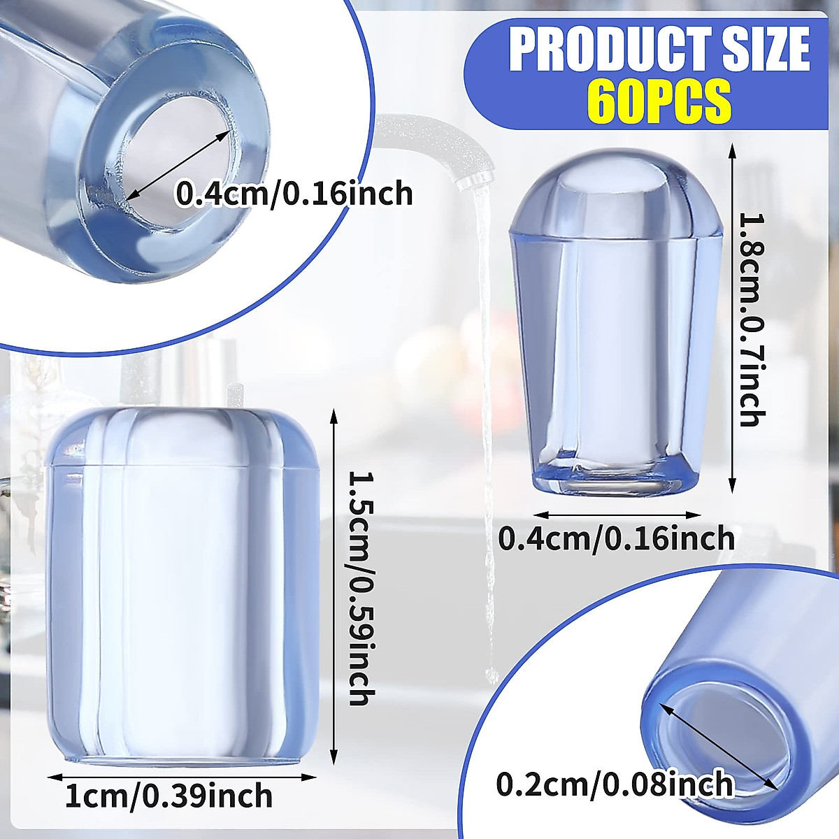 60 Packs Kitchen Sink Rack Feet Sink Rack for Bottom of Sink PVC Sink Protector with Bumpers Protective Sink Cover Farmhouse Sink Accessories Sink Replacement Feet for Kitchen Sink Grid, Clear