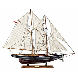 SAILINGSTORY Wooden Sailboat Model Ship Bluenose 1/60 Scale Replica Schooner Sailboat Decor Large