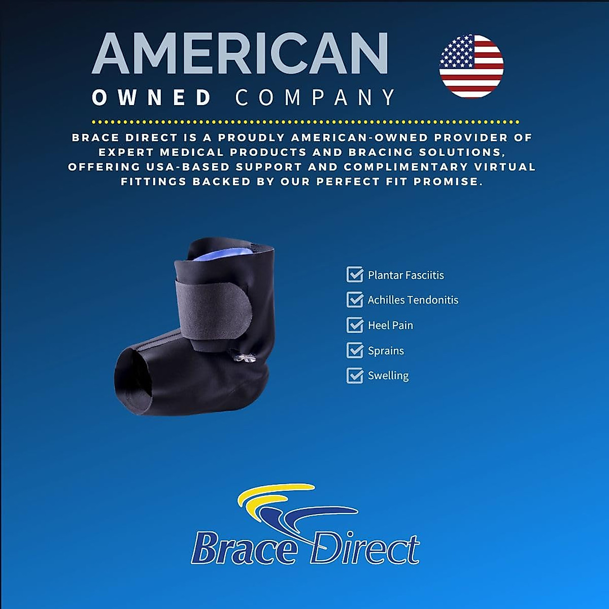 Brace Direct Plantar Fasciitis and Achilles Tendonitis Relief Daytime Air Pressure Foot Brace Strap - Support for Mild and Moderate Foot Pain Relief