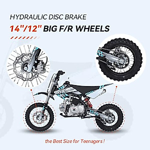 SYX MOTO 125cc Dirt Bike for Teens 12+yrs 4-Stroke Gas-Powered Dirt Bike Off-Road Motorcycle Electric Start Fully Automatic Transmission, Roost 125-1f, Black/Blue