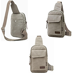 Wxnow Canvas Sling Bag Crossbody Backpack for Women & Men Chest Bag (Light Grey)