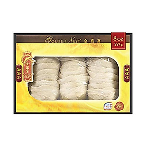 Golden Nest Premium White Bird Nest AAA, 100% Natural - Made in USA, ( 燕窩 ) - Family Size Box - 227g (8oz)