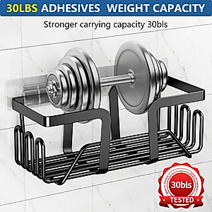 BEKU Shower Caddy 5 Pack - Bathroom Kitchen Organizer & Storage Rack - Adhesive Shelves inside Shower - No Drilling Stainless Steel Accessories Set - Black