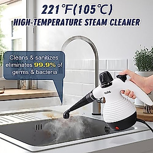 GLOIL Handheld Steam Cleaner, Steamer for Cleaning, Multipurpose Portable Steam Cleaners for Home Use with Safety Lock and 10 Accessory Kit to Remove Grime, Grease, and More, Save Time and Effort