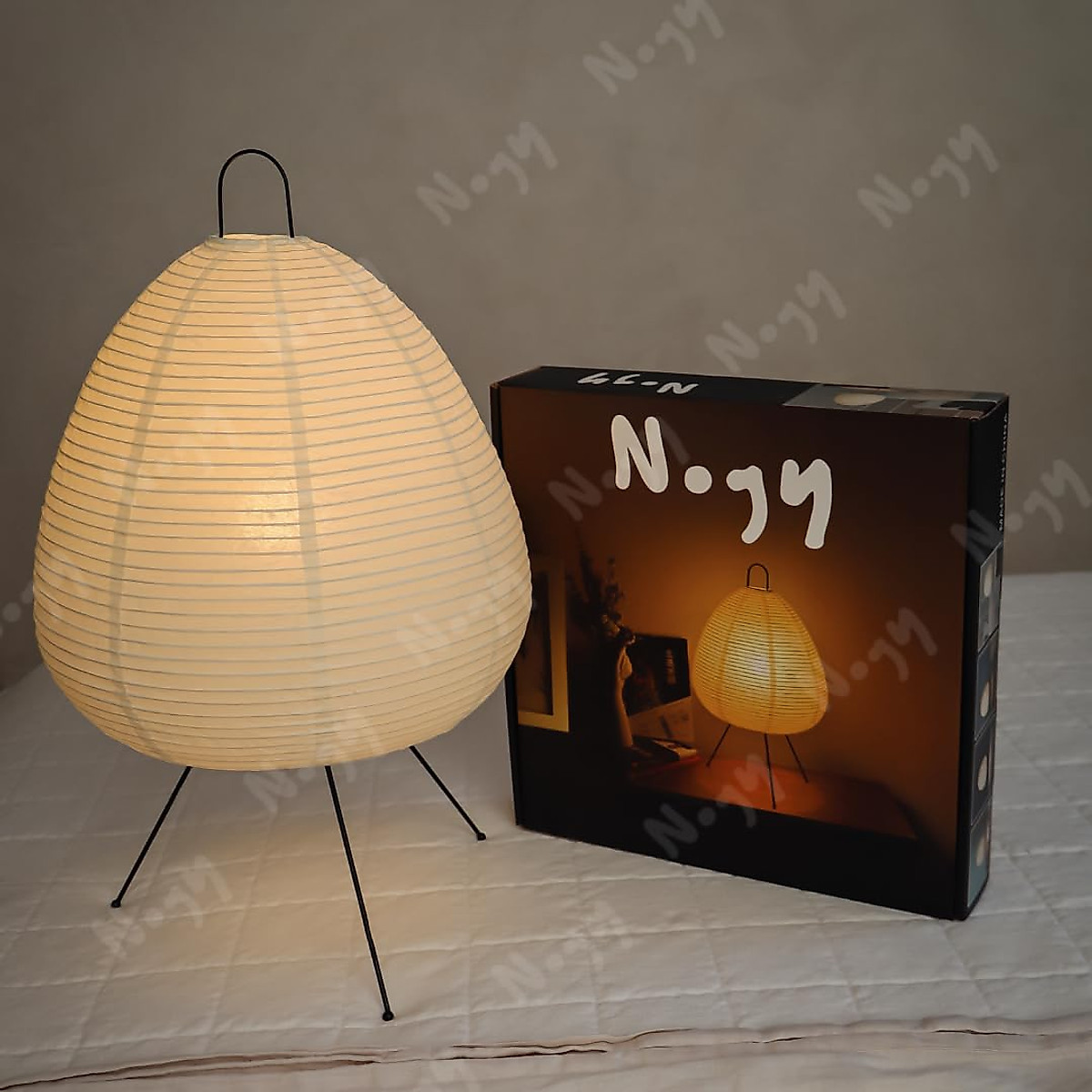Japanese Decor Lantern Lamp • Dimmable Japanese Paper Lamp • Cozy Japandi Style Paper Lamp • Japanese Paper Lantern Light • Rice Paper Lamp • Off White Lamp (Table Lamp)
