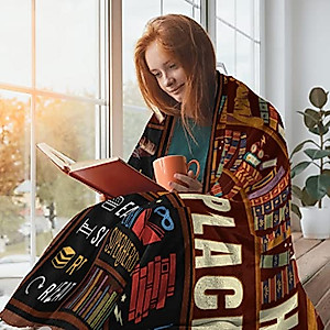 Book Lovers Gifts Reading Blanket, Gifts for Book Lovers Women, Best Gifts for Bookworm, Book Club Gifts/Bookish Gifts/Librarian Gifts/Literary Gifts for Book Lovers, Book Lovers Throw Blanket 60"x50"
