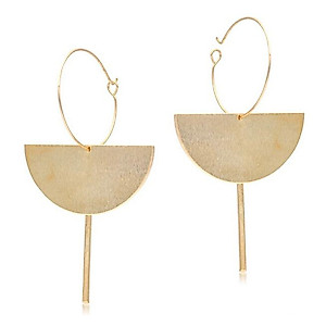 Figaro Design Fashion Exaggerated 18K Gold Geometric Multi-layer Half Circle Dangle Drop Earring for Women