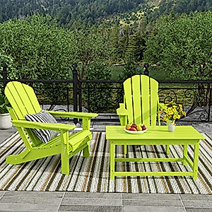 WestinTrends Malibu Outdoor Coffee Table, 35" x 17.5" All Weather Poly Lumber Patio Adirondack Coffee Table for Garden Lawn Porch Balcony, Lime
