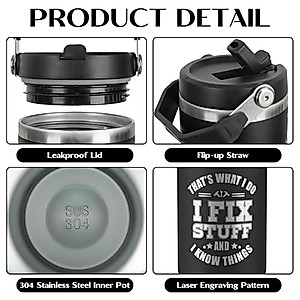 qchdln Funny Gifts For Men - That's What I Do I Fix Stuff and I Know Things Cup - 30oz Insulated Tumbler with Handle - Cool Fathers Day,Birthday,Christmas Gifts for Dad,Grandpa,Husband,Uncle