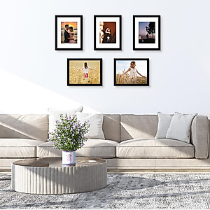 Golden State Art, 9x12 Picture Frame - Black Solid Wood With Tempered Glass - Display Pictures 6X8 with Mat or 9X12 Without Mat - Wall Hanging Photo Frame, 1 Pack