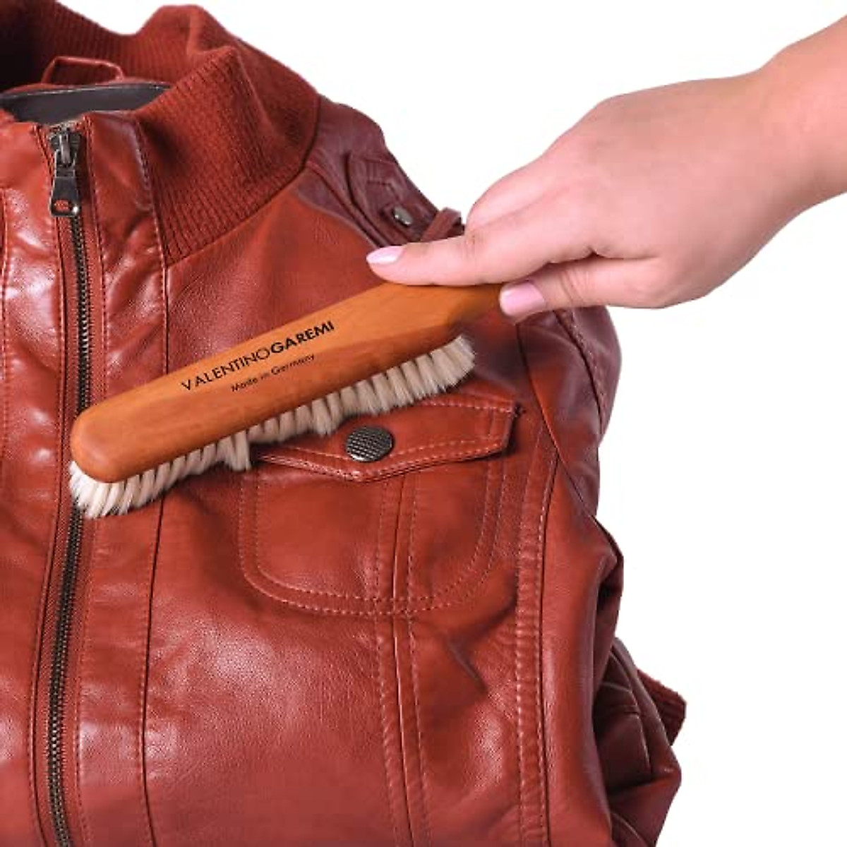 Valentino Garemi Ultra-Fine Fabric Textile Cleaning Brush | Dandruff, Dust, Pet Hair Remover for Luxury Delicate Flat Material Cloths, Uniforms, Business Suits, Tops, Jackets | Made in Germany