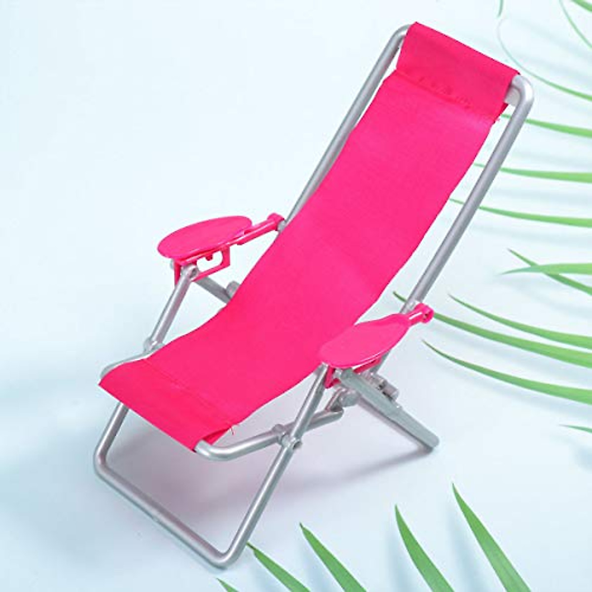 STOBOK 2PCS Mini Dolls House Miniature Folding Beach Chairs Plastic Beach Lounge Chairs Dollhouse Furniture Accessories